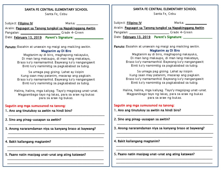 Answer Sheet G4 | PDF
