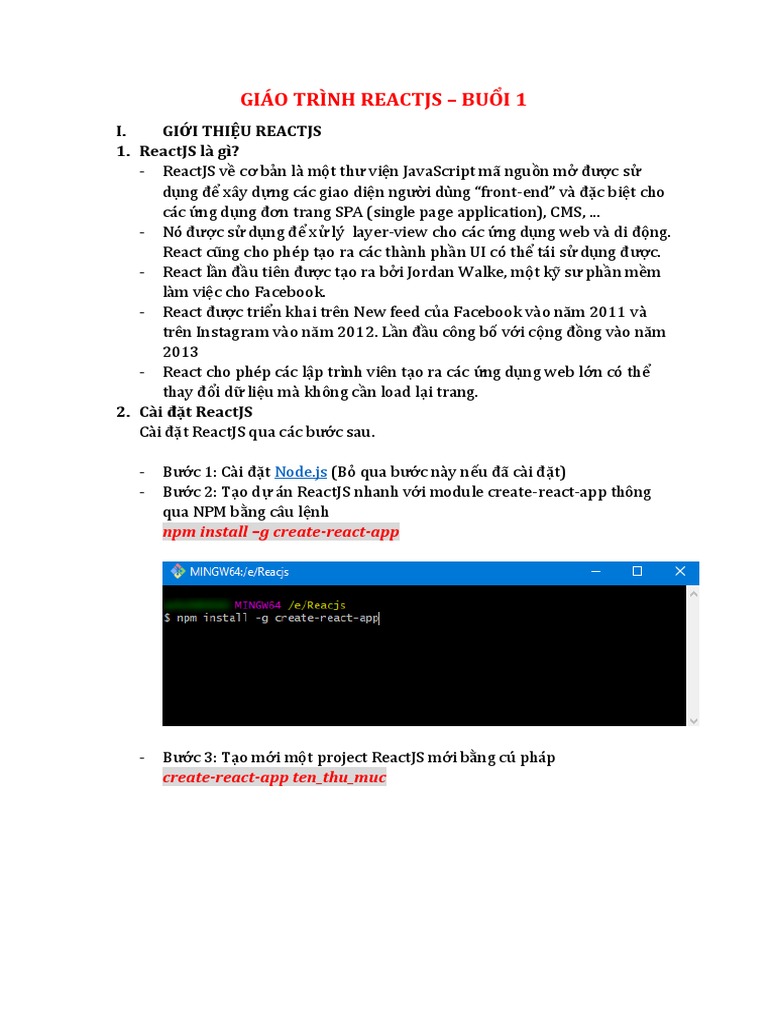 Giáo Trình Reactjs 1 | PDF