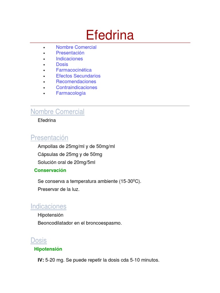 Efedrina | PDF | Norepinefrina | Farmacocinética
