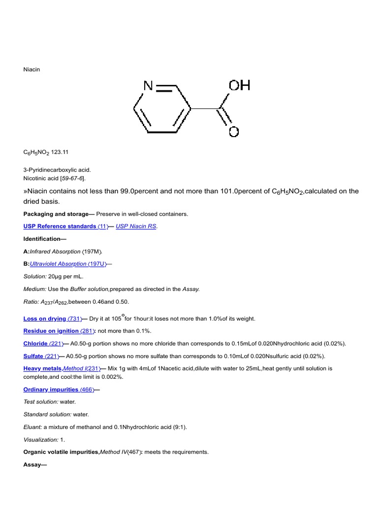 Usp 28 Niacin | PDF | Buffer Solution | Absorbance