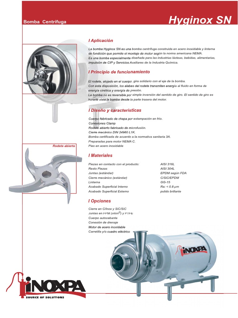 Ficha Técnica Bomba-Centrifuga SN. | PDF | Dinámica de fluidos | Ingeniería de Edificación