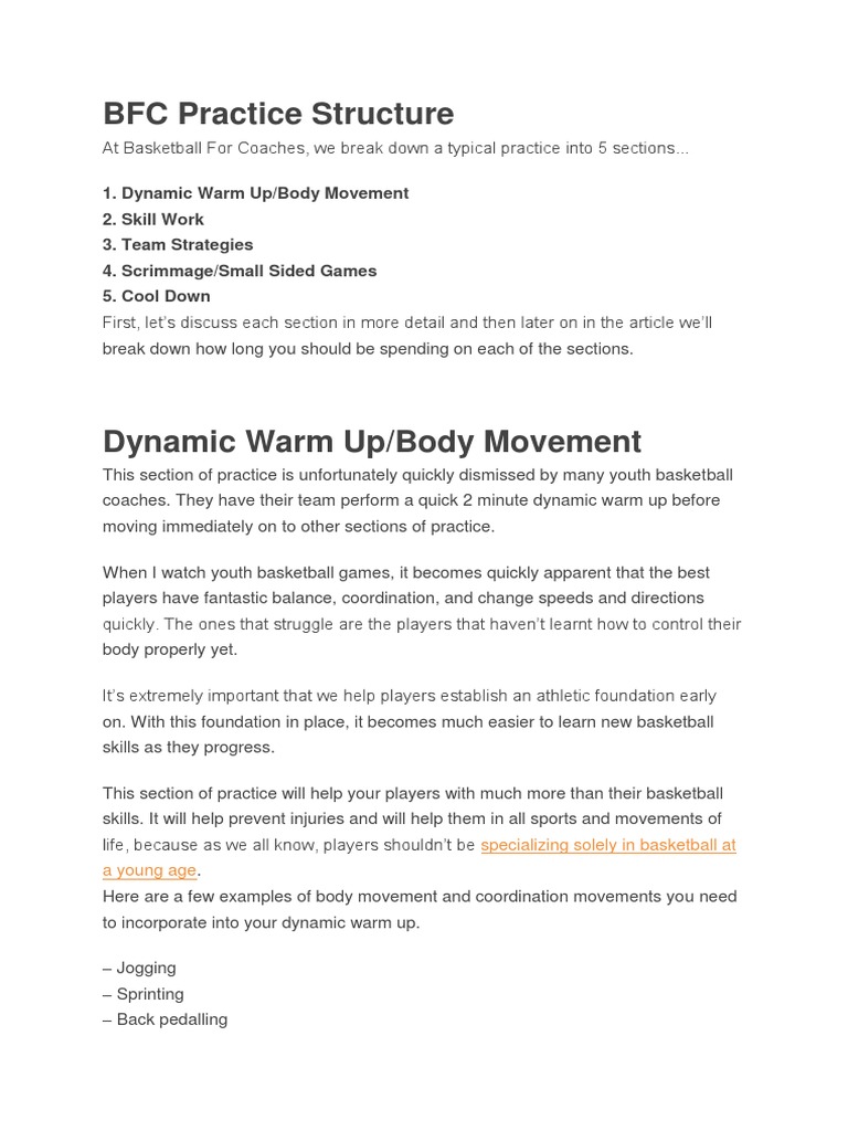 BFC Practice Structure | PDF | Teams | Ball Games