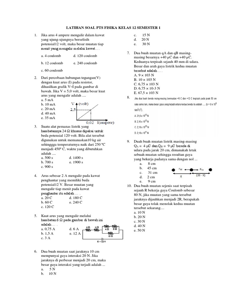 Latihan Soal PTS Fisika Kelas 12 Semester 1 | PDF