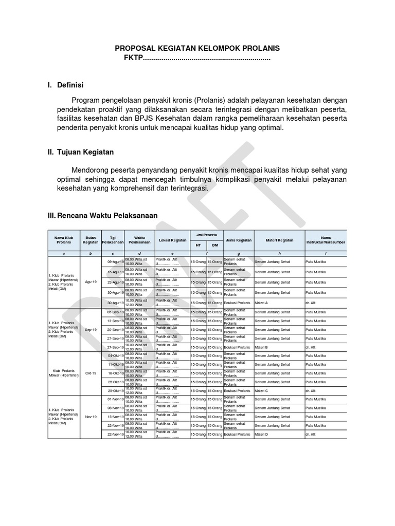 Contoh Proposal Kegiatan Prolanis | PDF