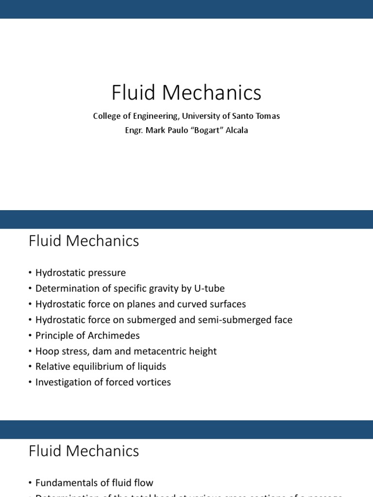 Lecture 1 - Introduction and Hydrostatic Pressure | PDF | Pressure | Fluid Mechanics