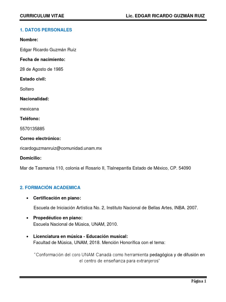 CURRICULUM VITAE Ricardo Guzman PDF | PDF | México | Educación avanzada