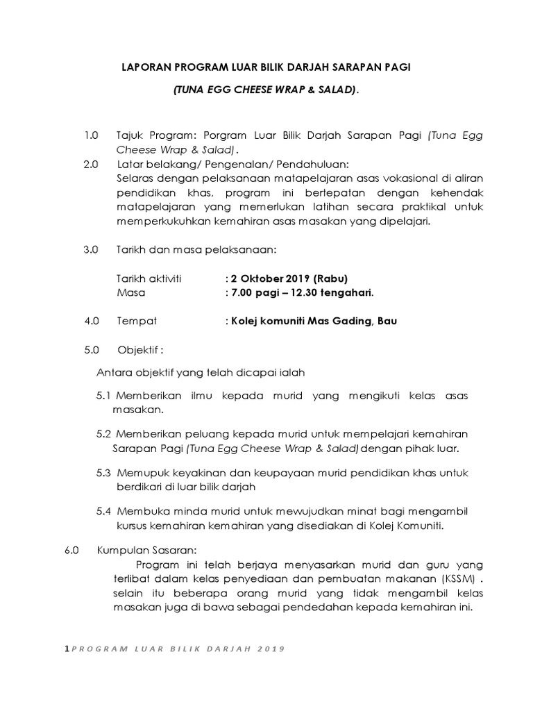 Laporan Program Luar Bilik Darjah (Kemenjadian Murid) | PDF