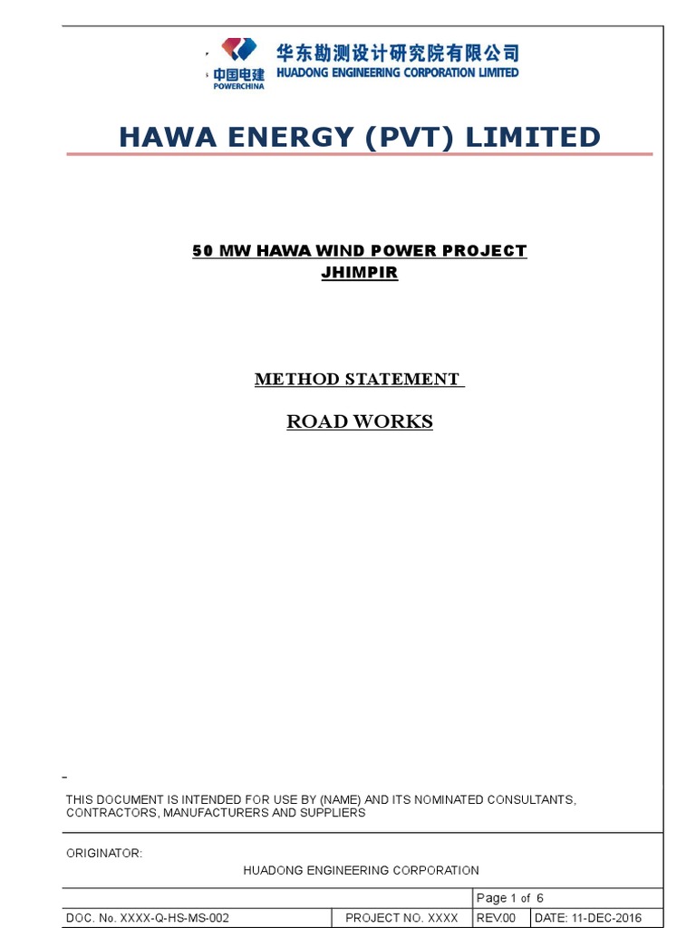 Method Statement For Road Work | PDF | Specification (Technical ...