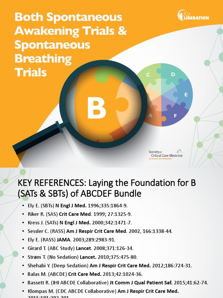 ICU Liberation ABCDEF Bundle Implementation Both Spontaneous Awakening Breathing Trials SBT SAT ...