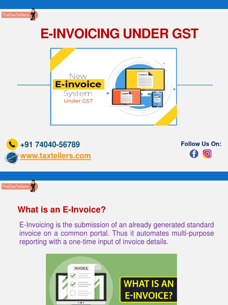 E-Invoicing Under GST PPT TheTaxTellers | PDF | Invoice | Payments