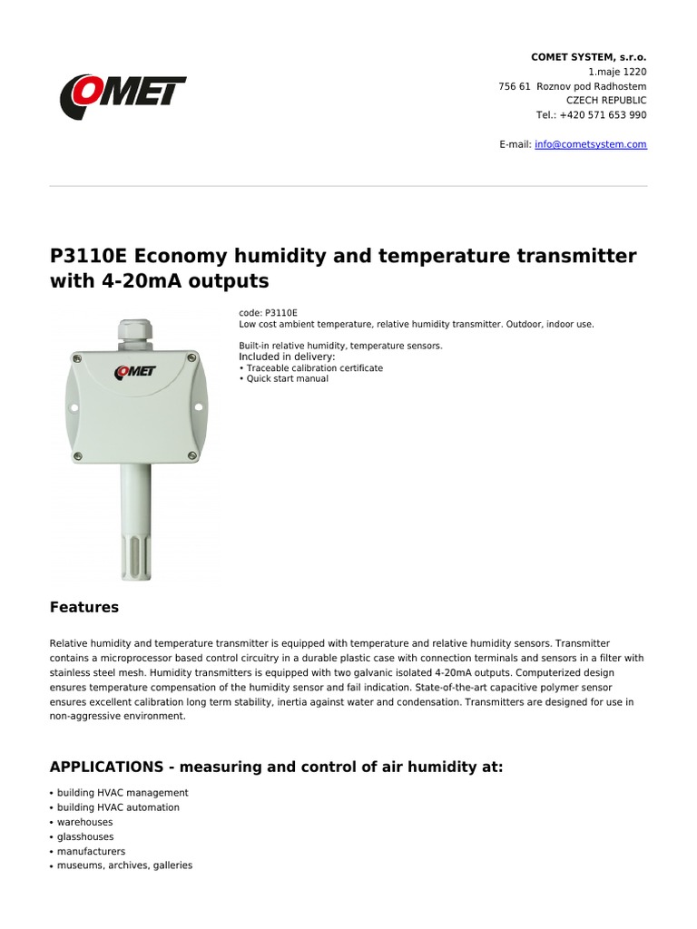 P3110E | PDF | Sensor | Humidity