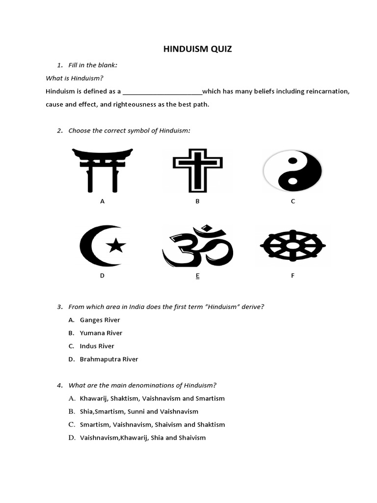 Hinduism Quiz | PDF | Vaishnavism | Asian Ethnic Religion