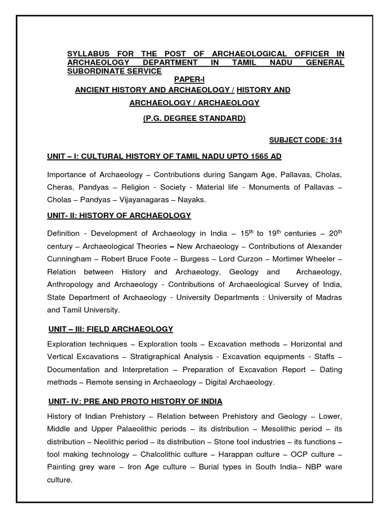 Syllabus Archaeological Officer PDF | PDF | Tamil Nadu | Archaeology