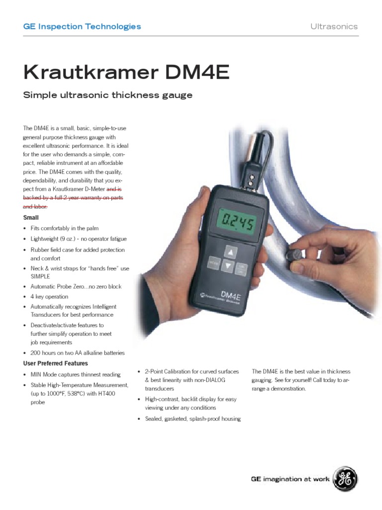 UT Thickness DM4E Specs Modified | PDF | Calibration | Hertz
