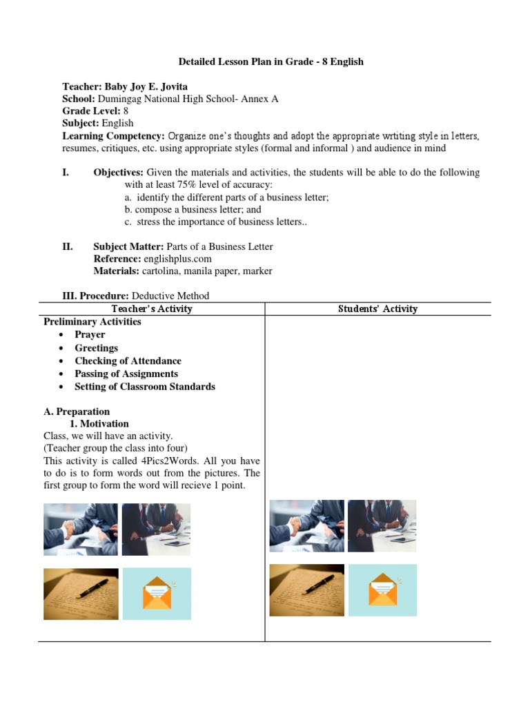 Business Letter | PDF | Lesson Plan | Teachers