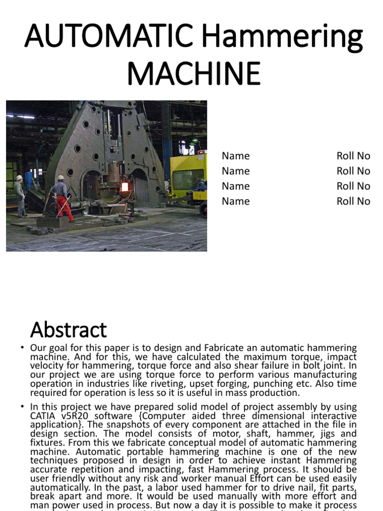 Automatic Hammering Machine Design | PDF | Forging | Mechanical Engineering