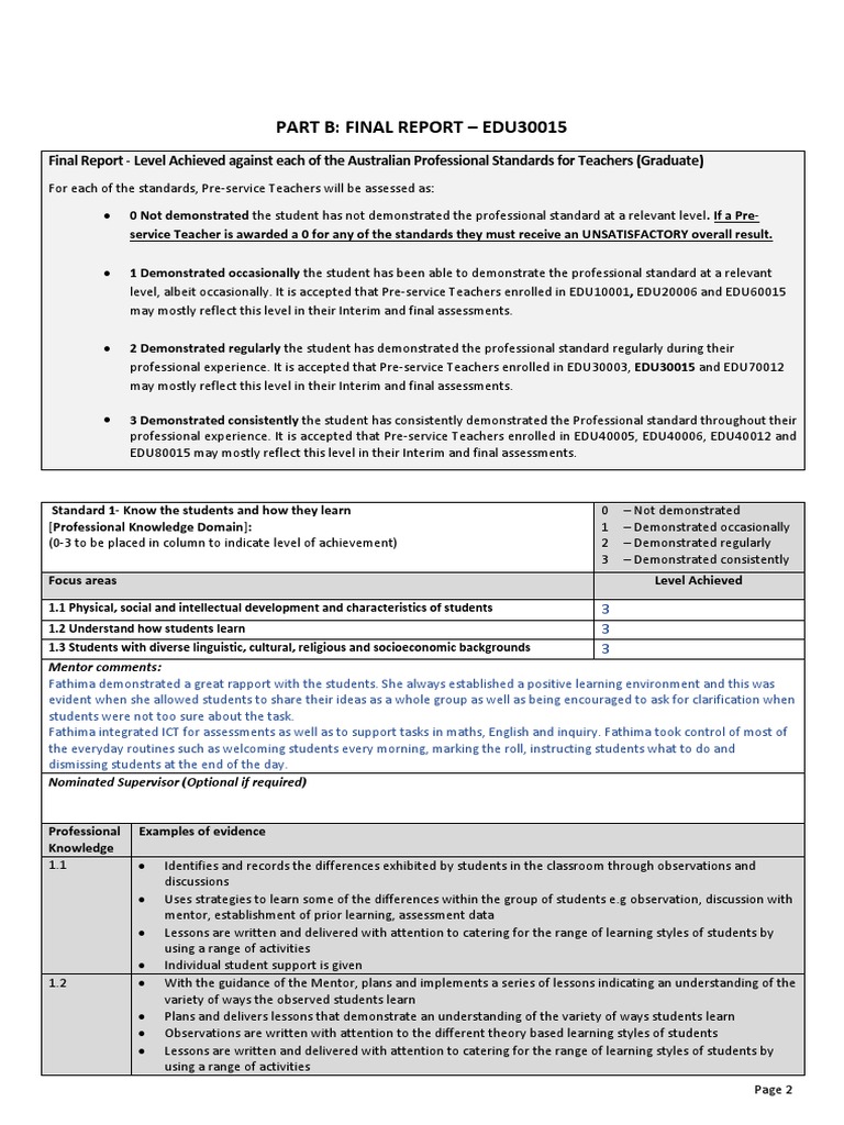 Fathima Izmy Part B Final Report Edu30015 | PDF | Educational ...