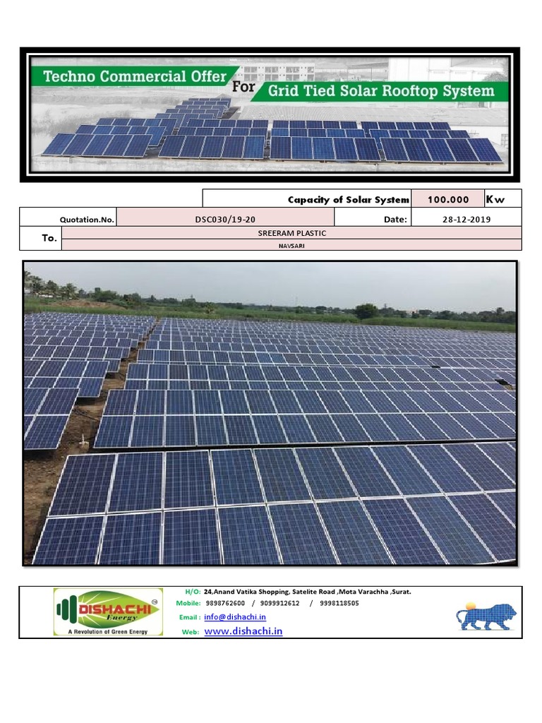 100kw Quotation | PDF | Solar Power | Photovoltaic System