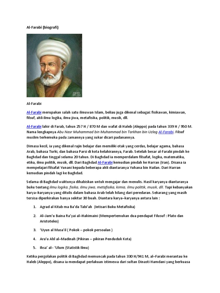 Biografi Al-Farabi: Filsuf Islam Terkenal | PDF