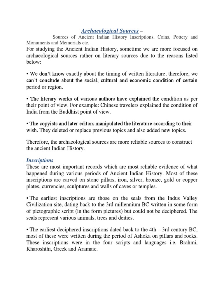 Archaeological Sources | PDF | Ashoka | Epigraphy