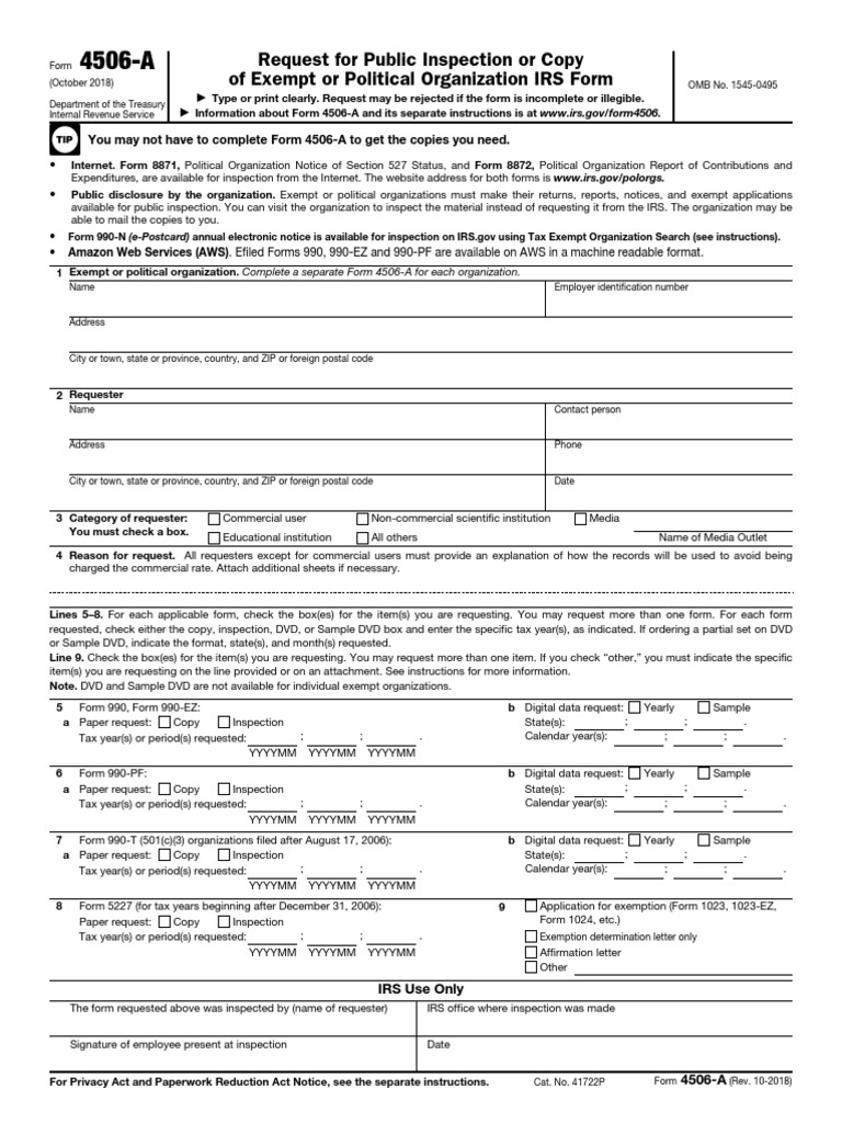 IRS Form 4506-A | PDF | Internal Revenue Service | Dvd