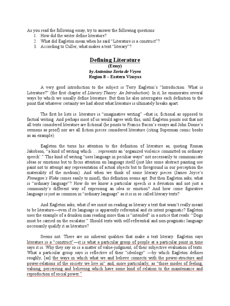 Defining Literature | PDF | Intertextuality | Essays
