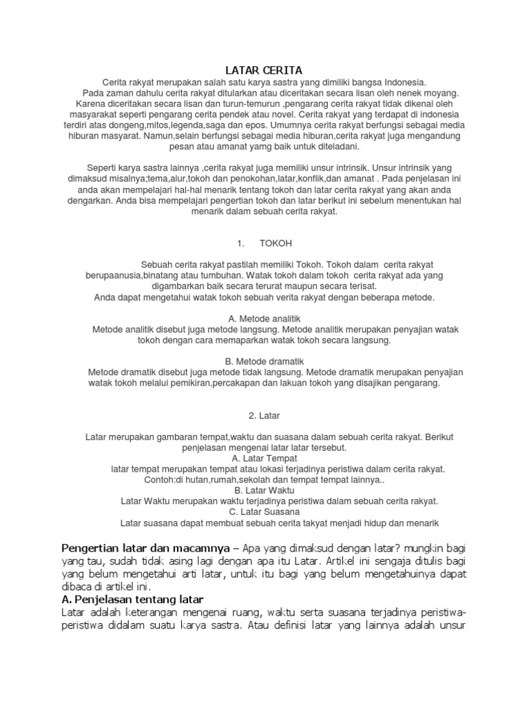 Memahami Tokoh dan Latar Cerita | PDF