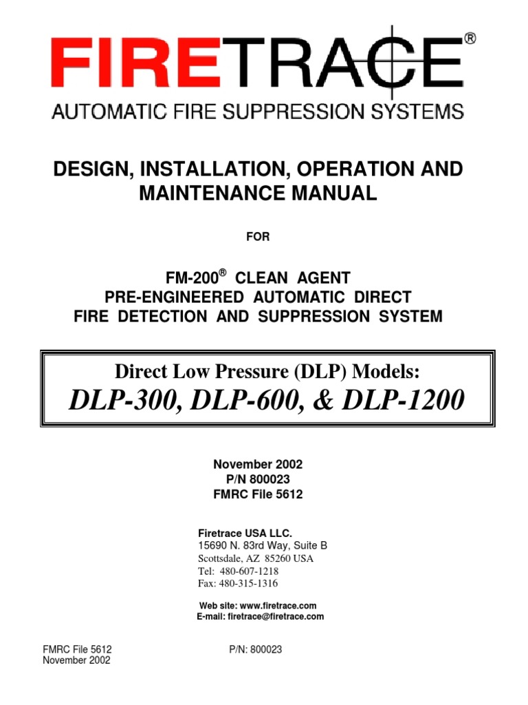 Firetrace DLP Manual FM-200 | PDF | Oxygen | Valve