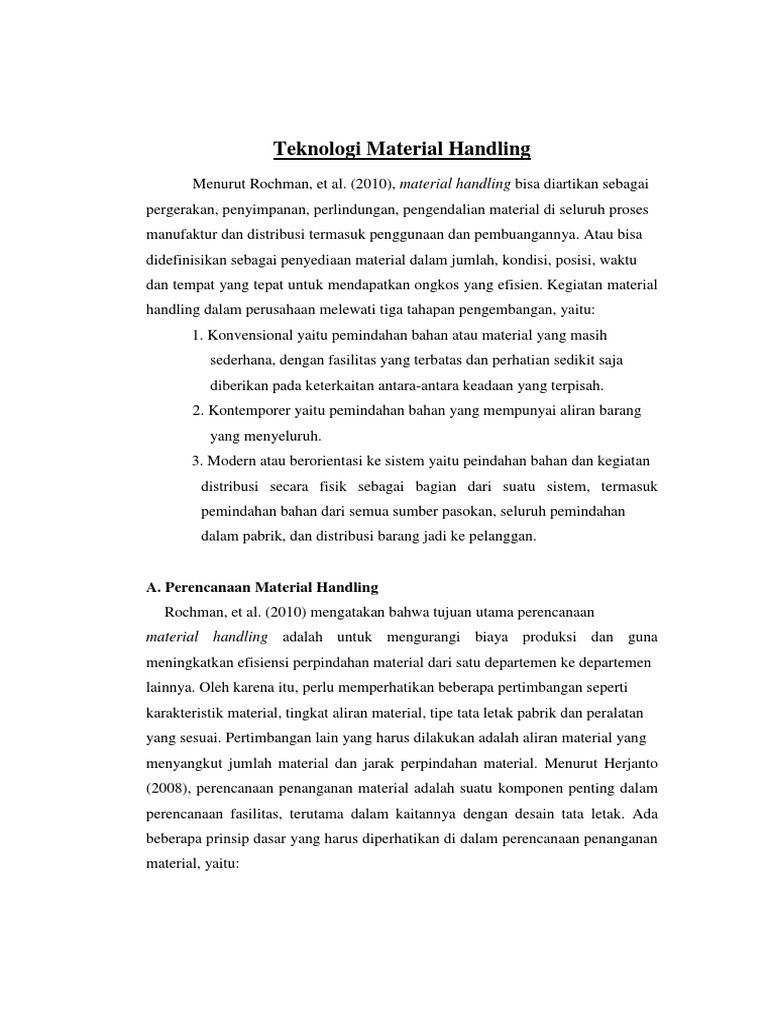 Teknologi Material Handling | PDF | Teknologi & Rekayasa