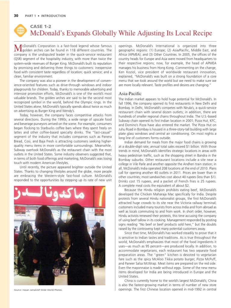 McDonald's Strategies for Localization and Growth in International ...