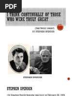 Spender, Stephen. "I Think Continually of Those Who Were Truly Great ...