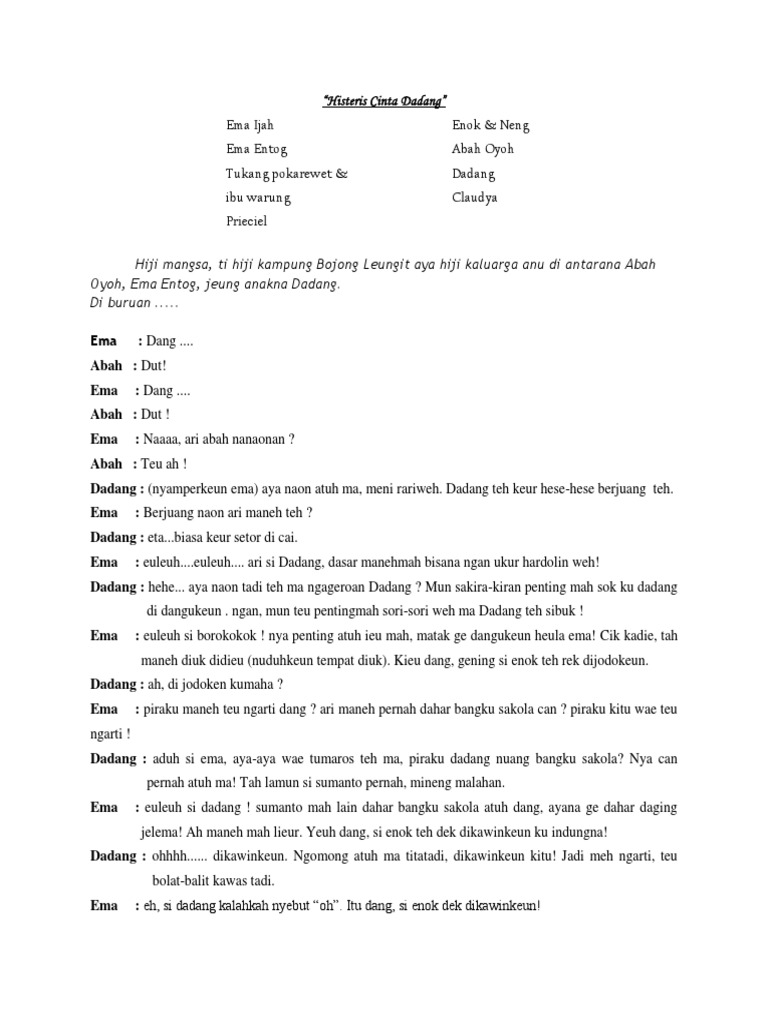Editan Naskah Drama Histeris Cinta Dadang | PDF