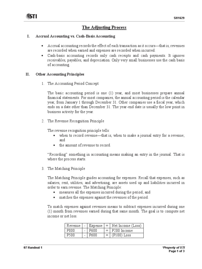 The Adjusting Process PDF | Download Free PDF | Deferral | Expense