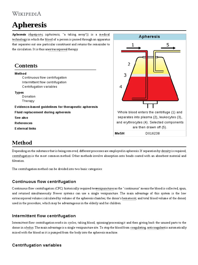 Apheresis | PDF | Body Fluids | Animal Physiology