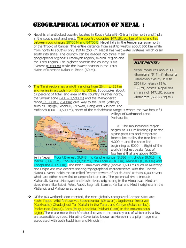 Nepal's Geography & History | PDF | Nepal | Government Related ...