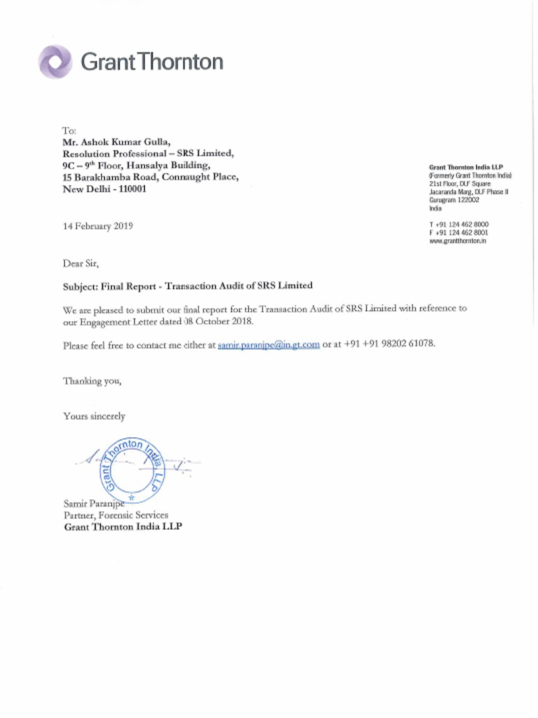 Mega Fraud SRS Limited GT-Transaction-Audit-Final-Report | PDF