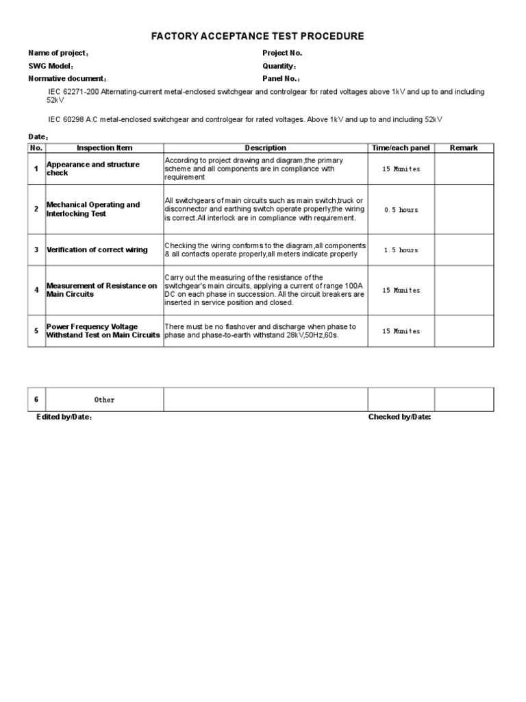 FAT Procedure (En) | PDF | Electrical Wiring | Electronics