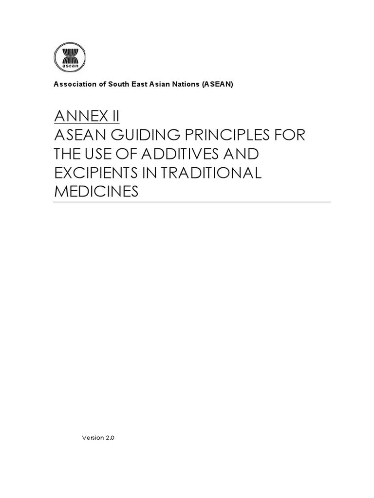 ANNEX II ASEAN GP For The Use of Additives & Excipients in TM PDF | PDF ...