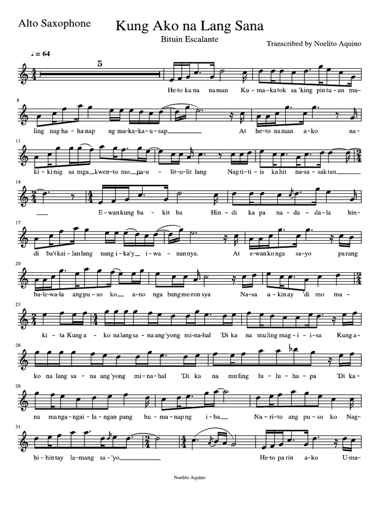 Kung Ako Na Lang Sana - Alto Saxophone PDF | PDF