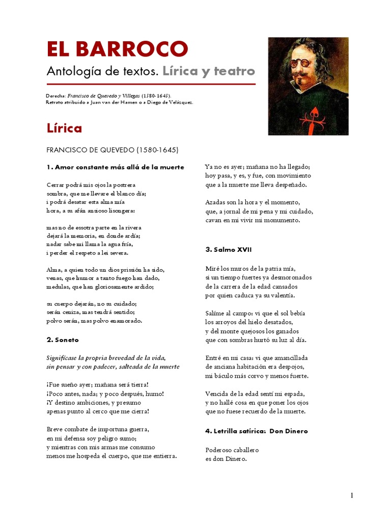 Antología de Textos Barrocos. Poesía y Teatro. | PDF
