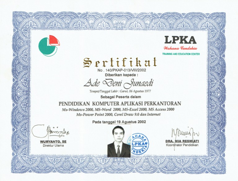 Sertifikat Kursus Komputer LPPKA | PDF