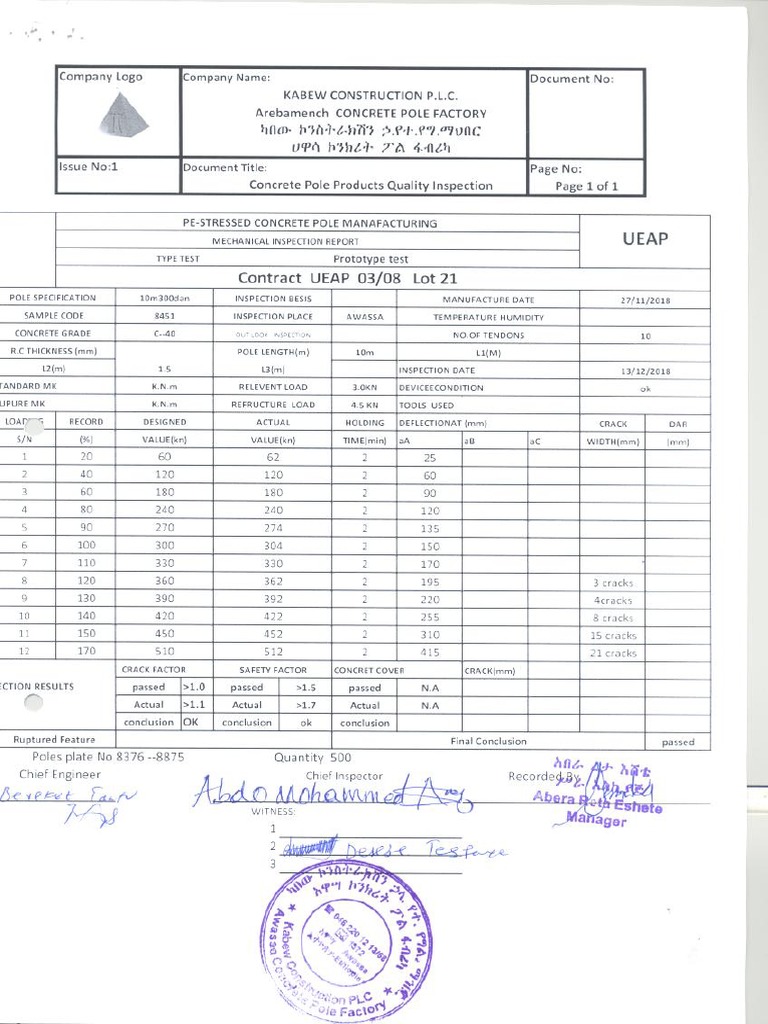 Concrete Pole Test | PDF