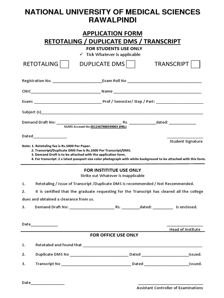 Application Form (Retotaling Duplicate DMC) 1555484556 | PDF | Doctor Of Medicine | Learning