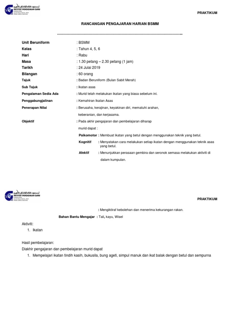 RPH BSMM Ikatan (24 Julai) | PDF