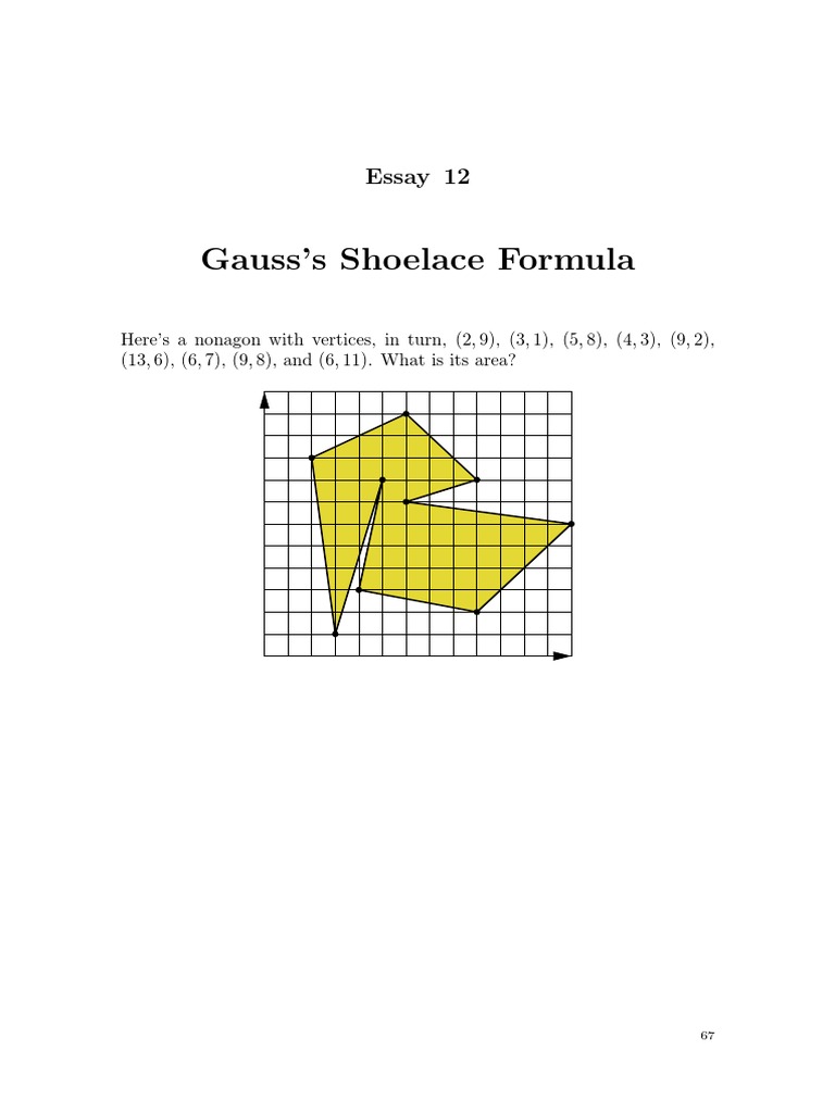 Gauss's Shoelace Formula | PDF | Area | Polygon