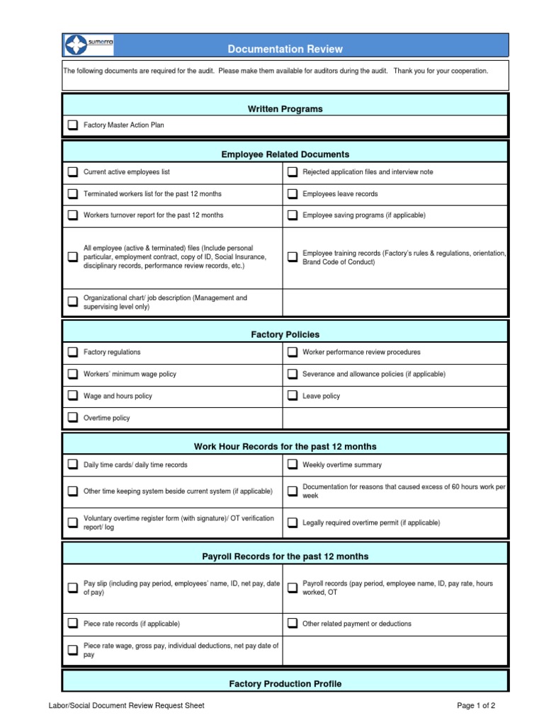 Audit Documentation Requirements | PDF | Overtime | Payroll Tax