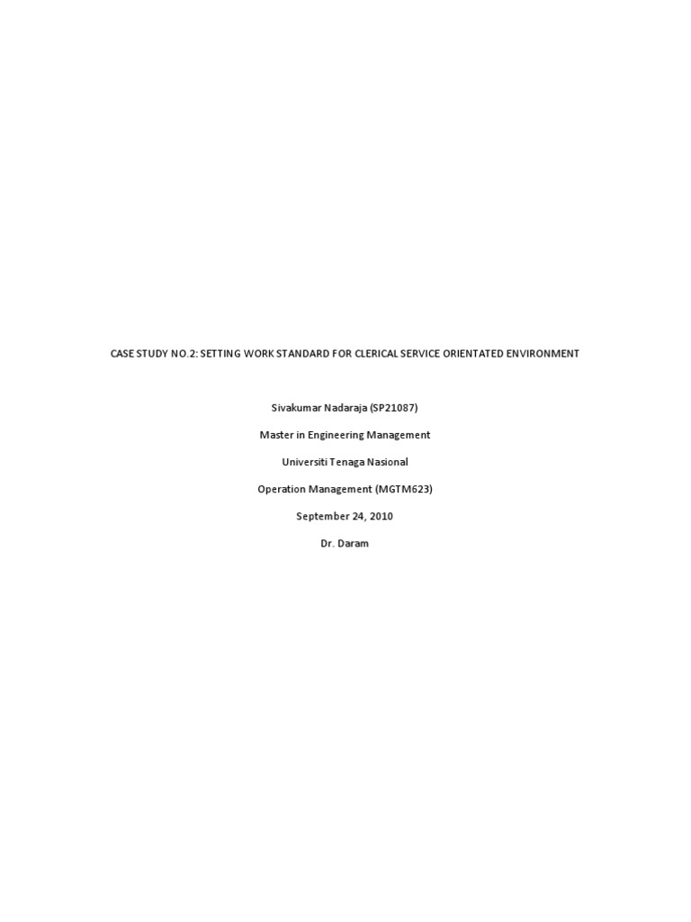 Setting Work Standard For Clerical Service Orientated Environment | PDF ...