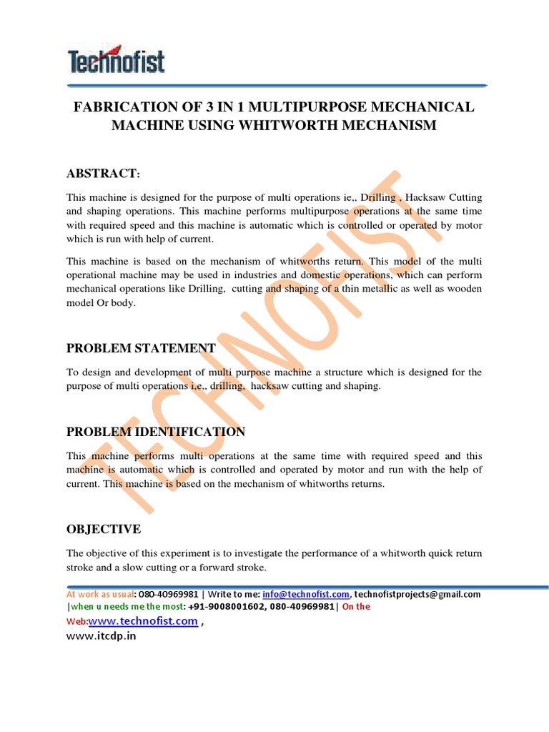 Fabrication of 3 in 1 Multi Purpose Machine | PDF