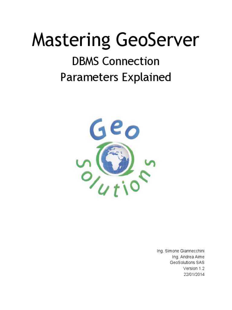 Mastering GeoServer - DBMS Connection Parameters Explained | PDF ...