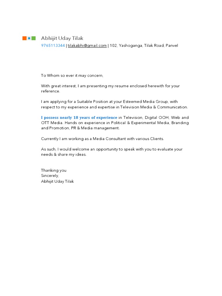 Abhijit Tilak-Resume | PDF | Mass Media